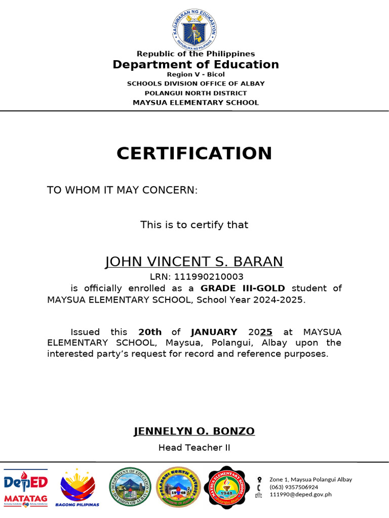 Maysua Es Certification SALN 2024 | PDF | Philippines