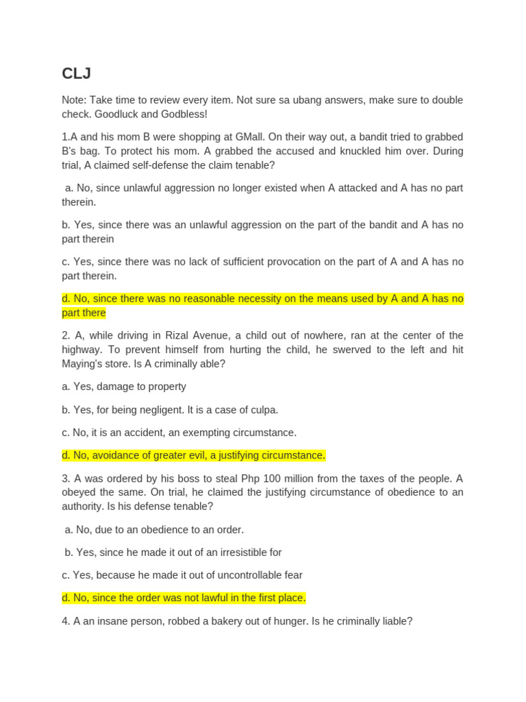 Legal Scenarios on Criminal Liability | PDF | Arrest | Bail