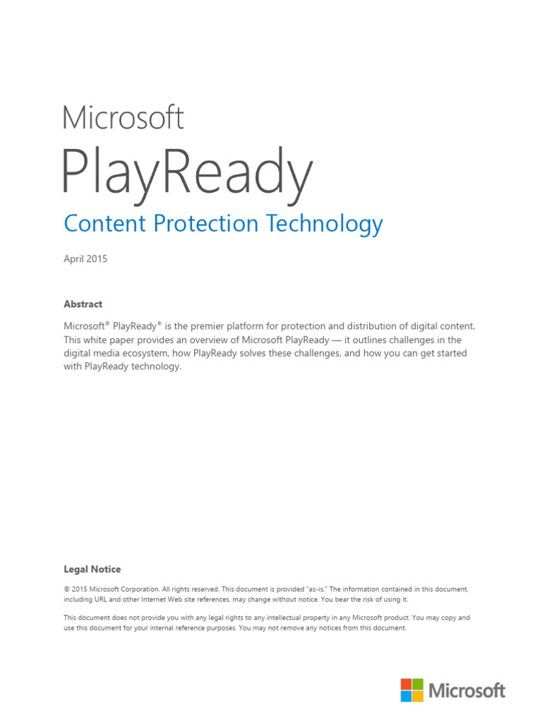 MicrosoftPlayReadyContentProtectionWhitePaper March2015 | PDF | Software Development Kit ...