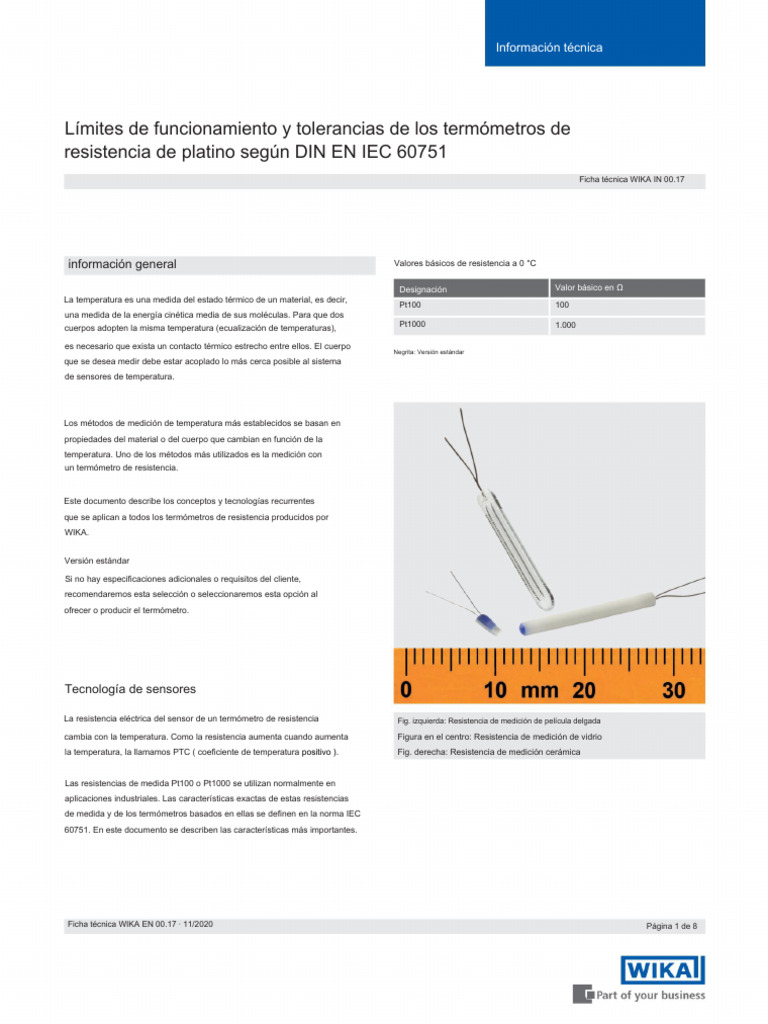 Límites de Funcionamiento y Tolerancias de Los Termómetros de ...