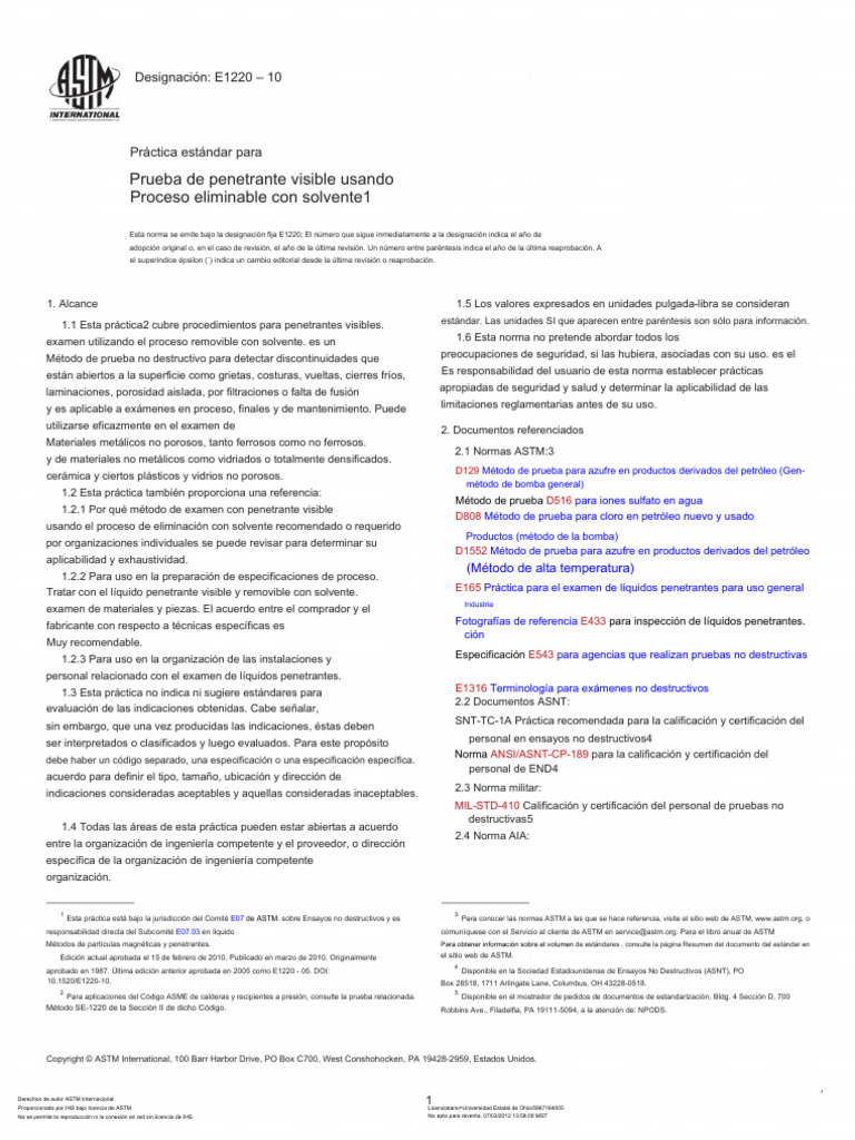 Astm E1220 - 10 | PDF | Soldadura | Construcción