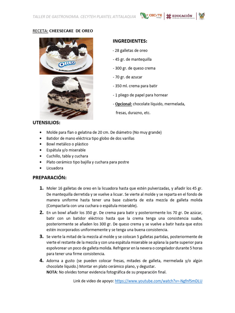 Receta Cheesecake de Oreo | PDF