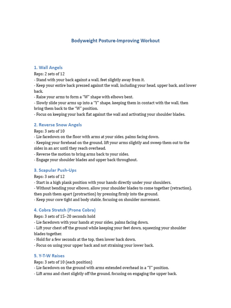 Bodyweight Exercises for Better Posture | PDF