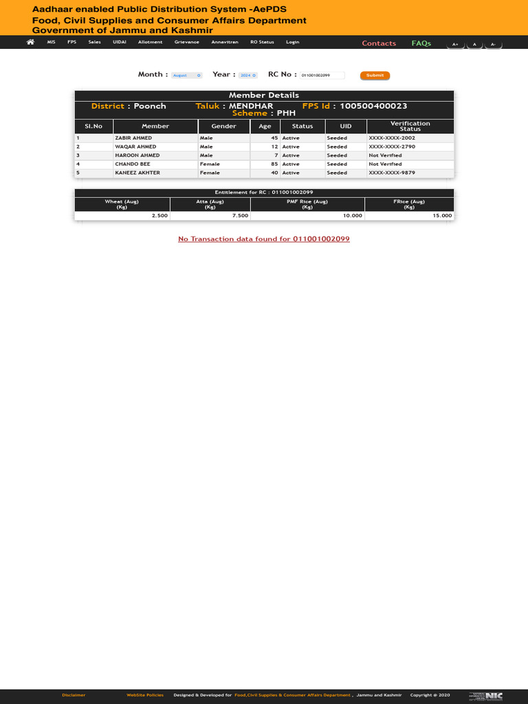 AePDS-Jammu and Kashmir | PDF | Securities | Government Of India