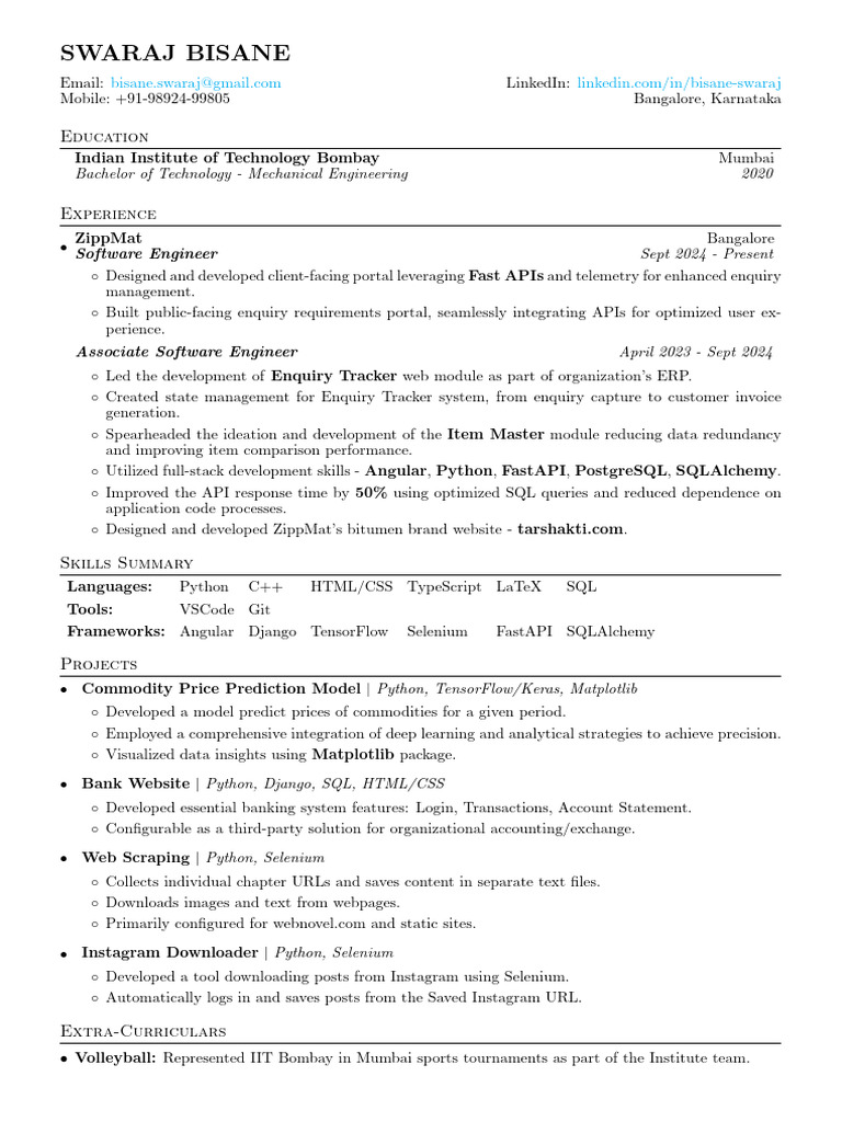 Swaraj Bisane - Sde - Resume | PDF | Python (Programming Language) | Computing