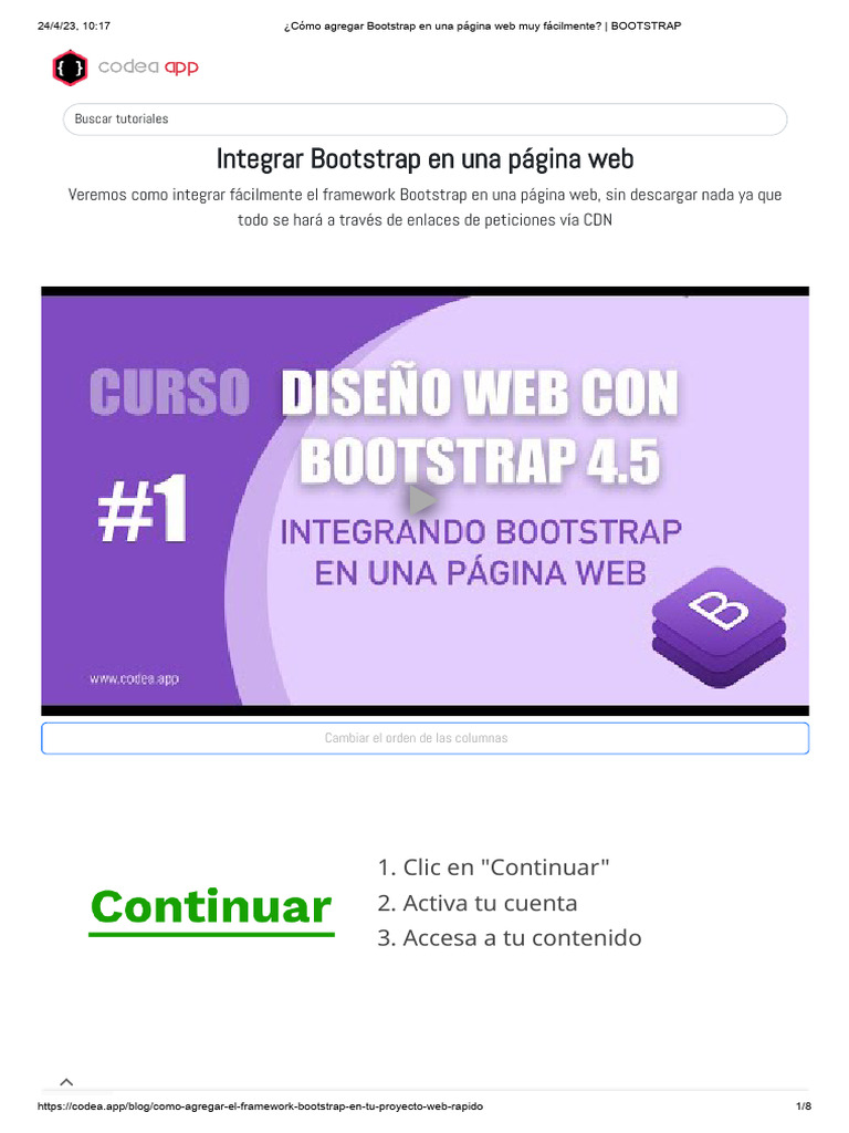 ¿Cómo Agregar Bootstrap en Una Página Web Muy Fácilmente - BOOTSTRAP | PDF | Bootstrap (marco ...