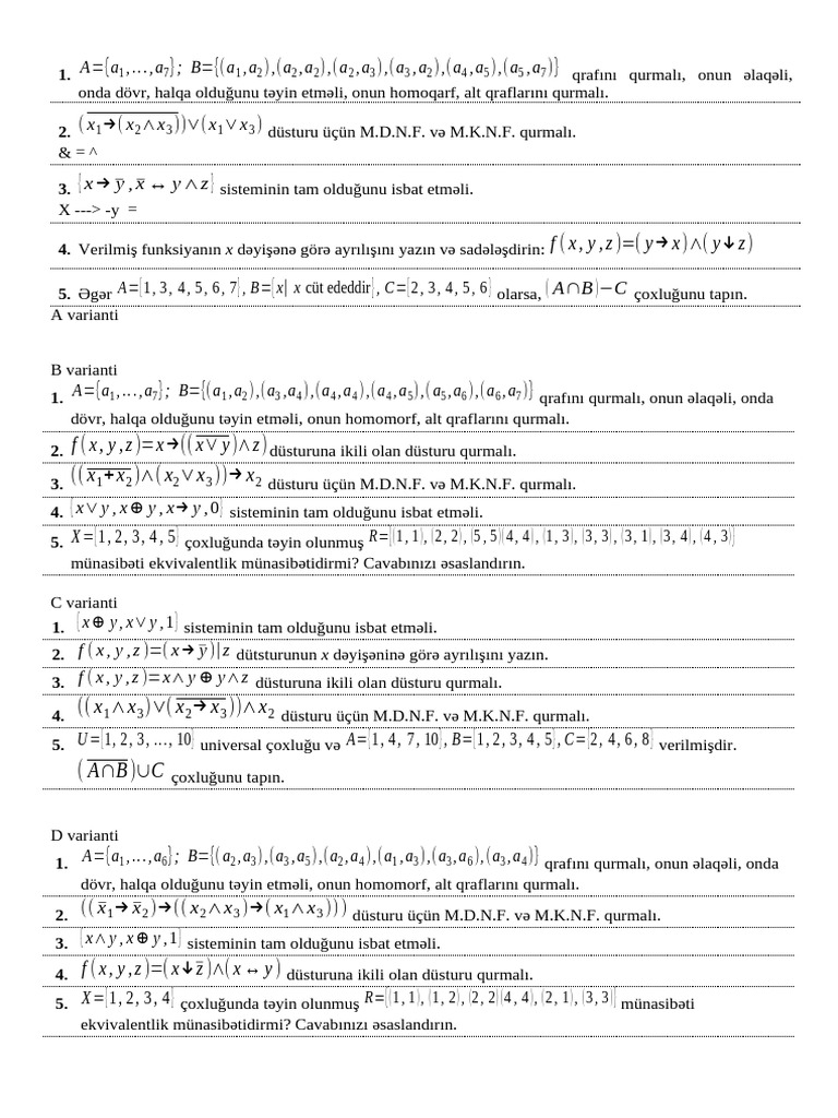 Final Suallar Riyaziyyat | PDF