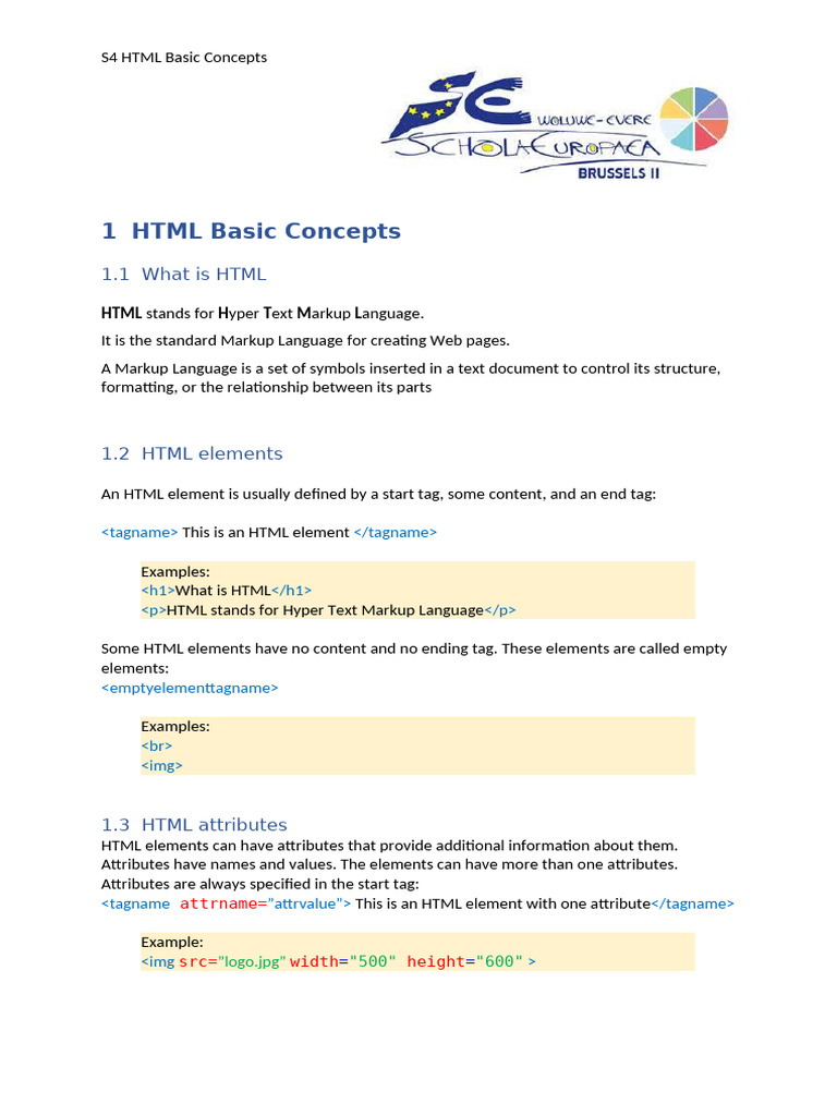 S4 HTML1 Basics | PDF