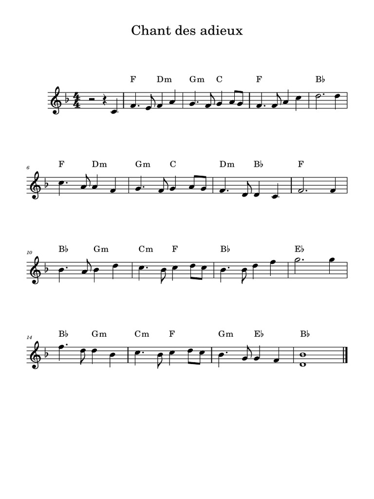 Le Chant des Adieux Paroles | PDF