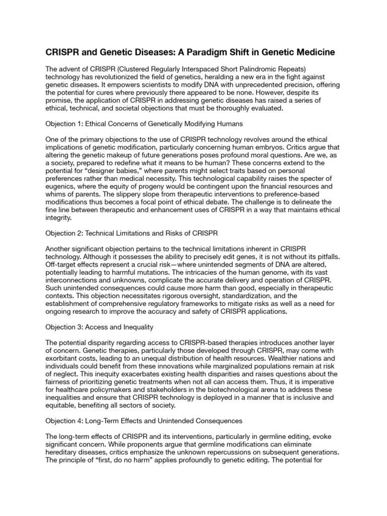CRISPR and Genetic Diseases | PDF | Health Sciences | Genetics