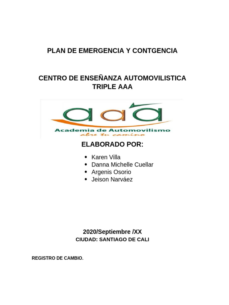 Plan de Emergencia CEA Triple AAA | PDF | Riesgo | Business
