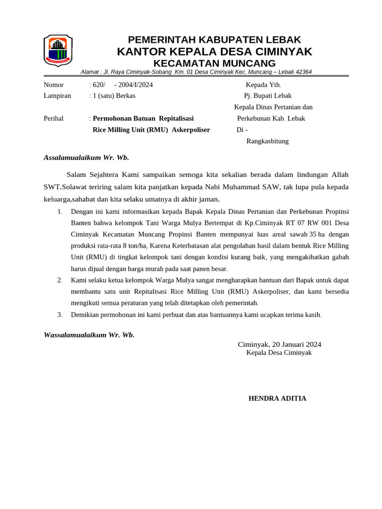 Proposal Rmu CIMINYAK | PDF