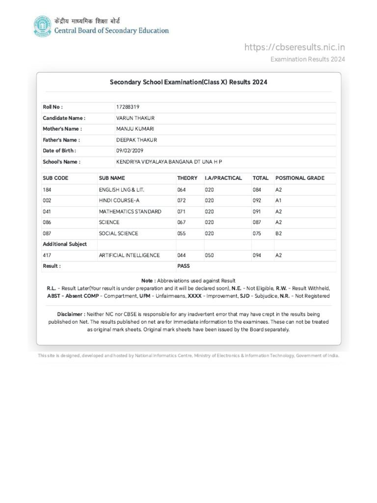 CBSE Results 2024 | PDF