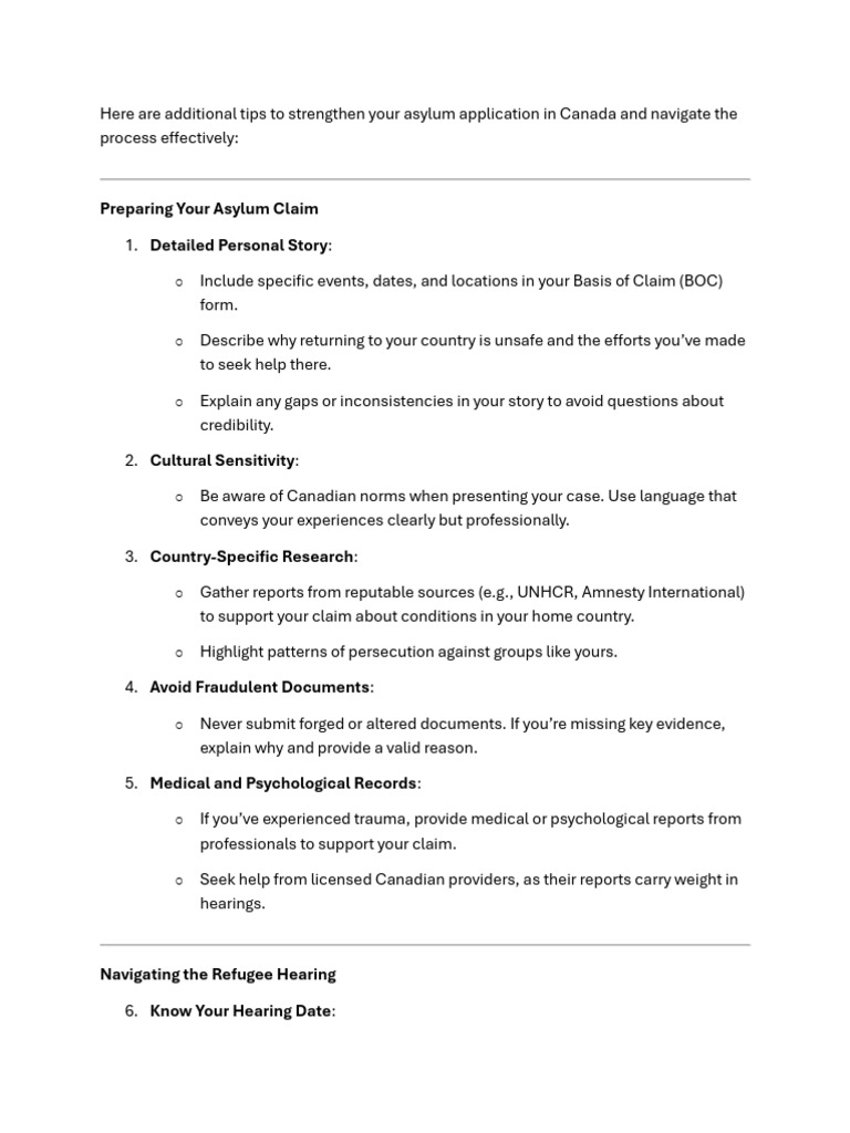 Tips for Strengthening Your Asylum Claim | PDF | Asylum Seeker | Refugee