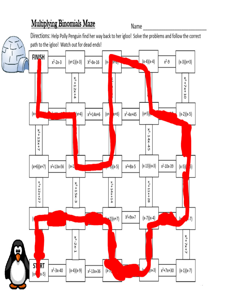 Multiplying Binomials Maze Activity | PDF