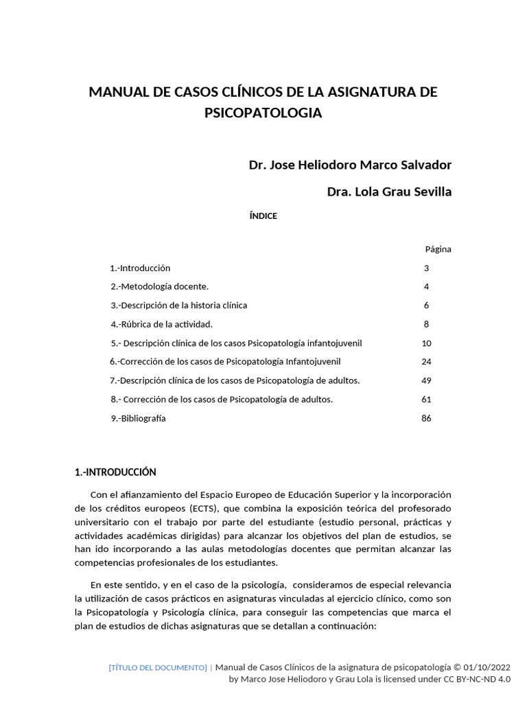 Marco, J.H. y Grau, L (2022). Manual de Casos Clinicos de ... Marco, J.H. y Grau, L (2022). Manual de Casos Clinicos de ...