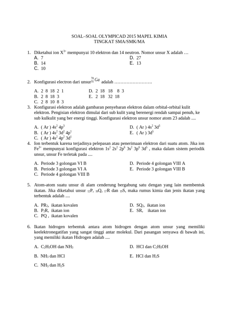 Olimpiade Kimia Muhammadiyah | PDF