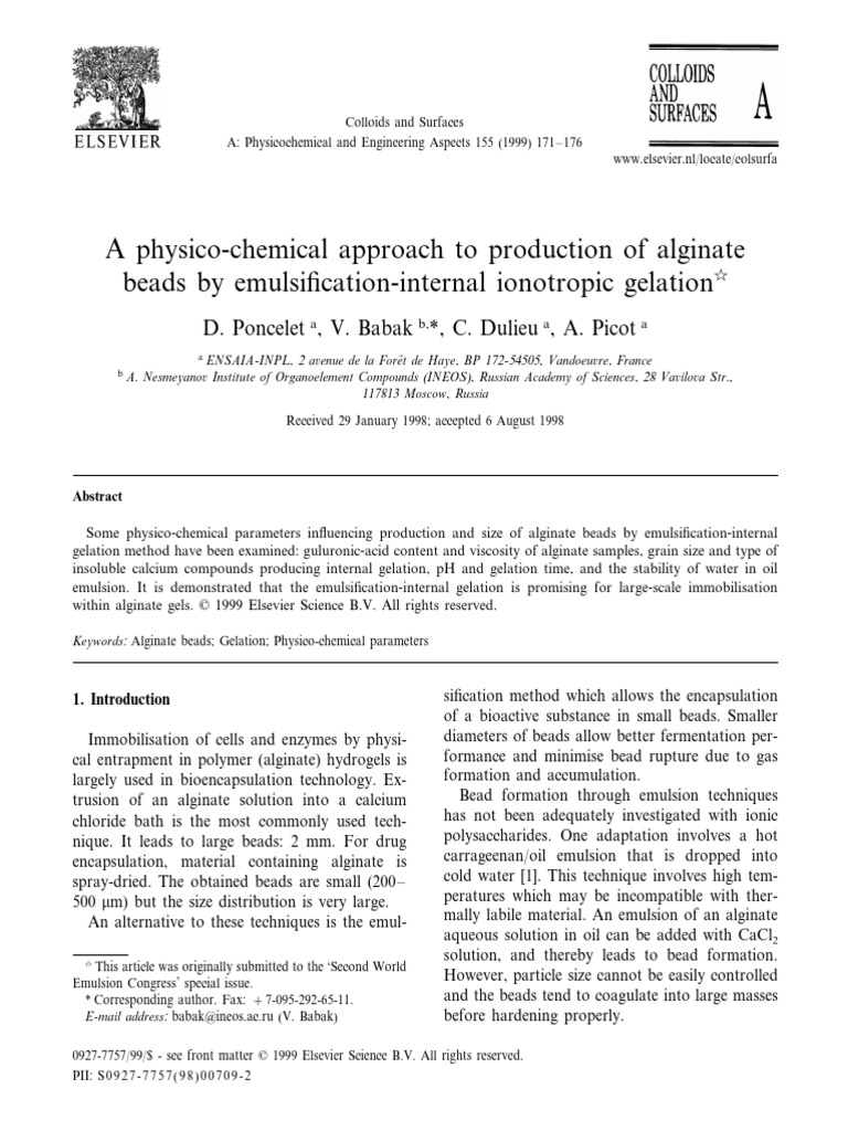 A Physico-Chemical Approach To Production of Alginate | PDF | Emulsion ...
