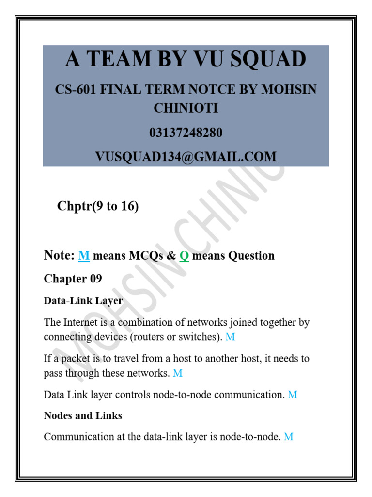 cs601 final term notce by mohsin chinioti(1) | PDF | Channel Access Method | Computer Network