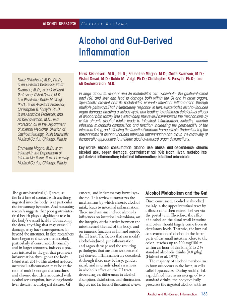 Alcohol and Gut-Derived Inflammation | PDF | Gastrointestinal Tract ...