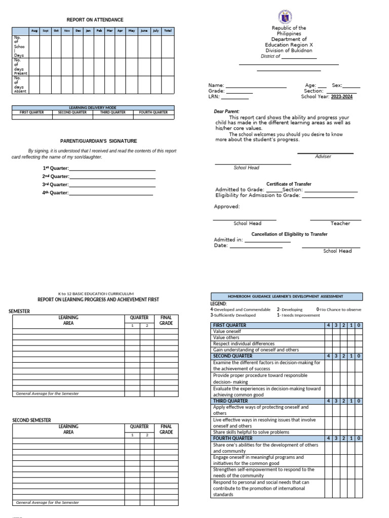 G11 12 Form 138 - With RHGP | PDF | Learning | Cognition