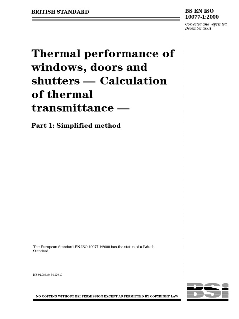 Thermal Performance of Windows: ISO 10077-1 | PDF | Window ...