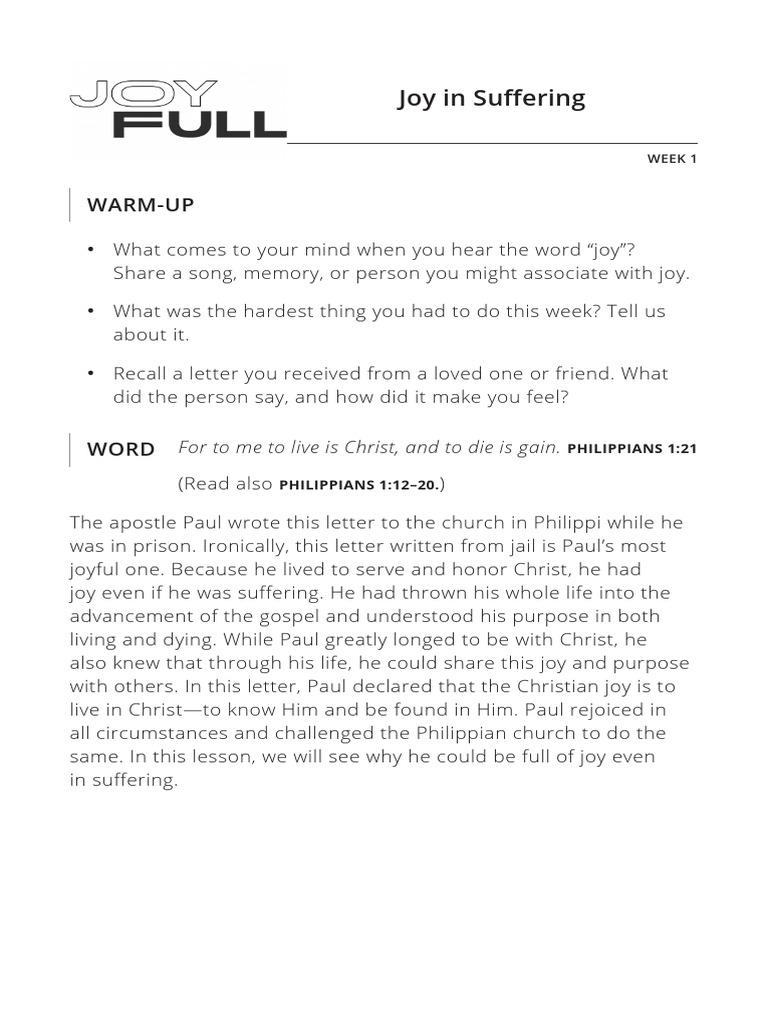 Joy Full Week 1 Joy in Suffering Mobile | PDF | Epistle To The ...