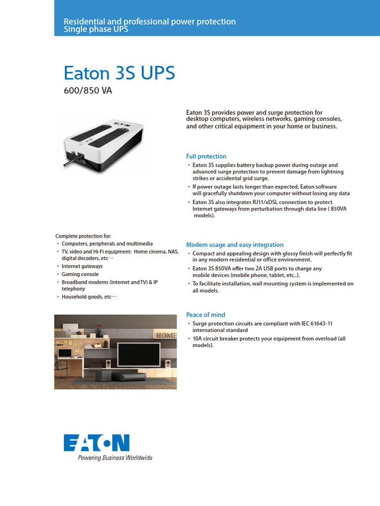 Eaton 3S UPS Brochure | PDF