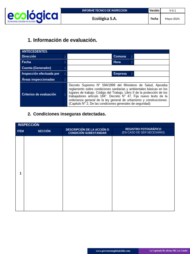 Informe de Inspeccion Formato | PDF
