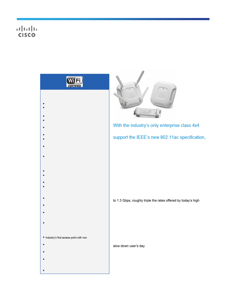 Cisco Aironet 3700 Series Access Points Datasheet | PDF | Ieee 802.11 ...
