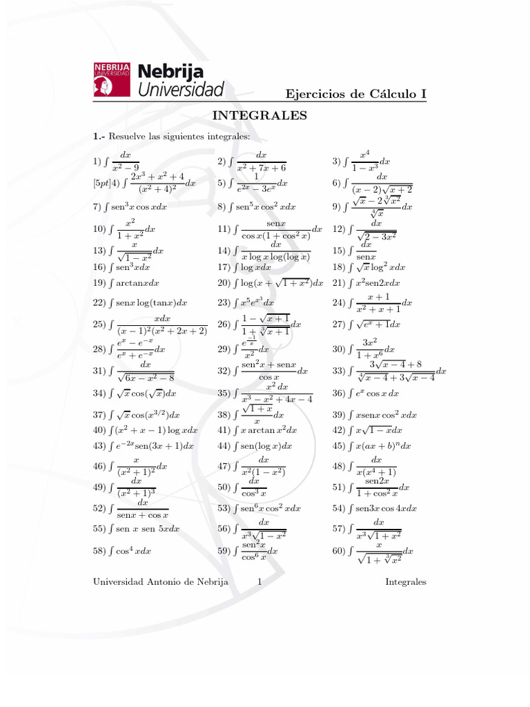 Tema 6 - Ejercicios - Integrales | PDF