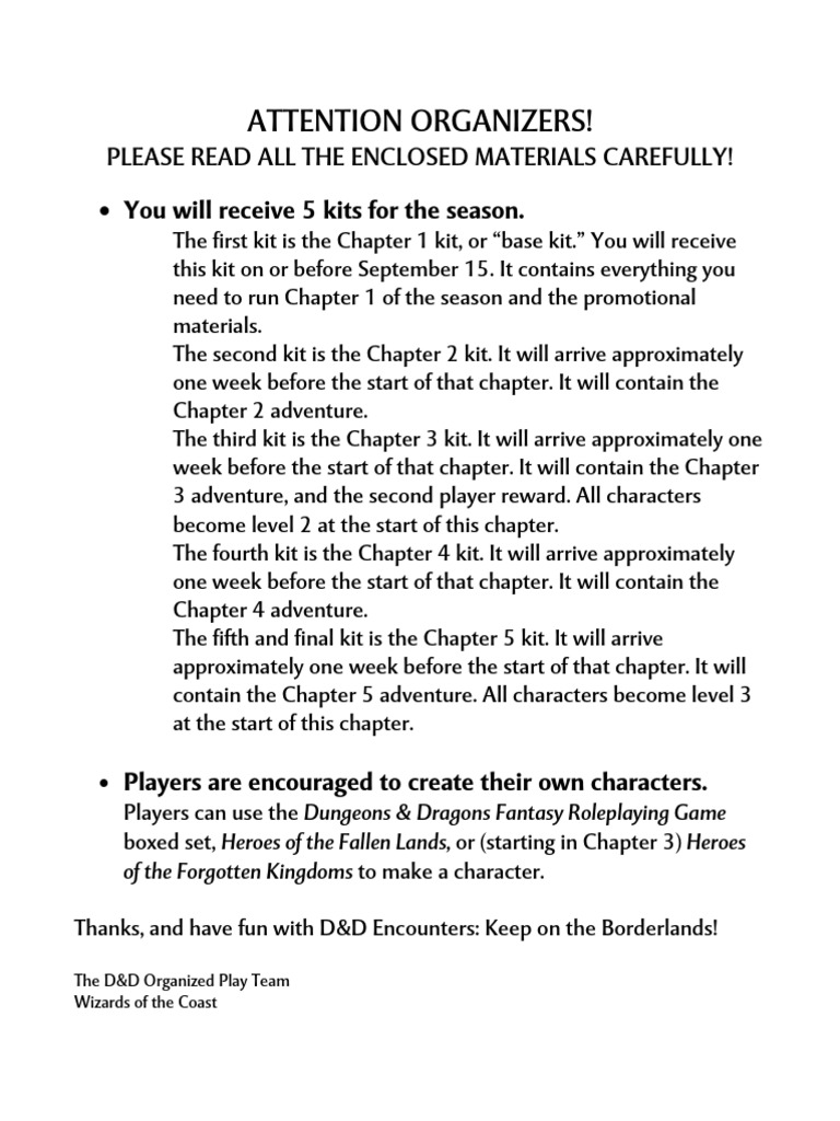 Chapter 2 Instructions | PDF | Dungeons & Dragons | Tabletop Games