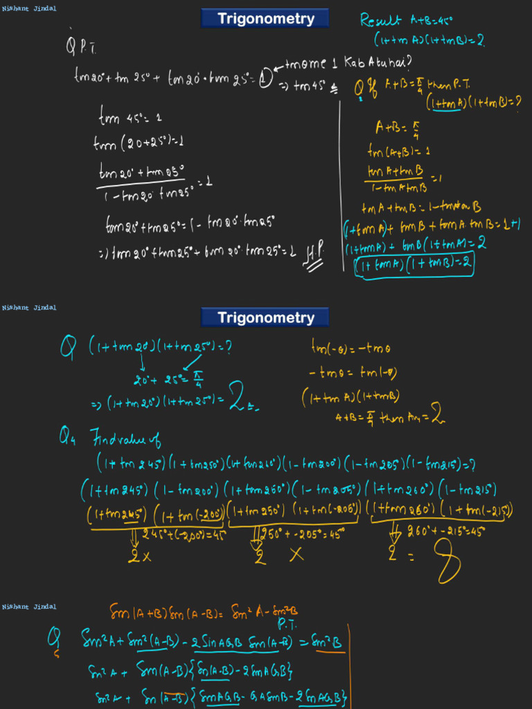 Trigonometry - L-10 (Class Notes) NJ - 247 | PDF