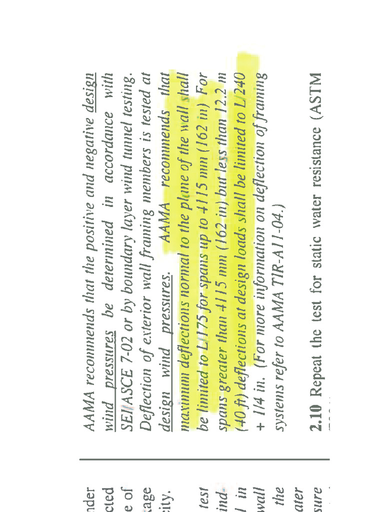 Deflection AAMA standards | PDF