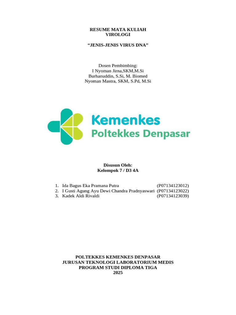 Karakteristik dan Jenis Virus DNA | PDF