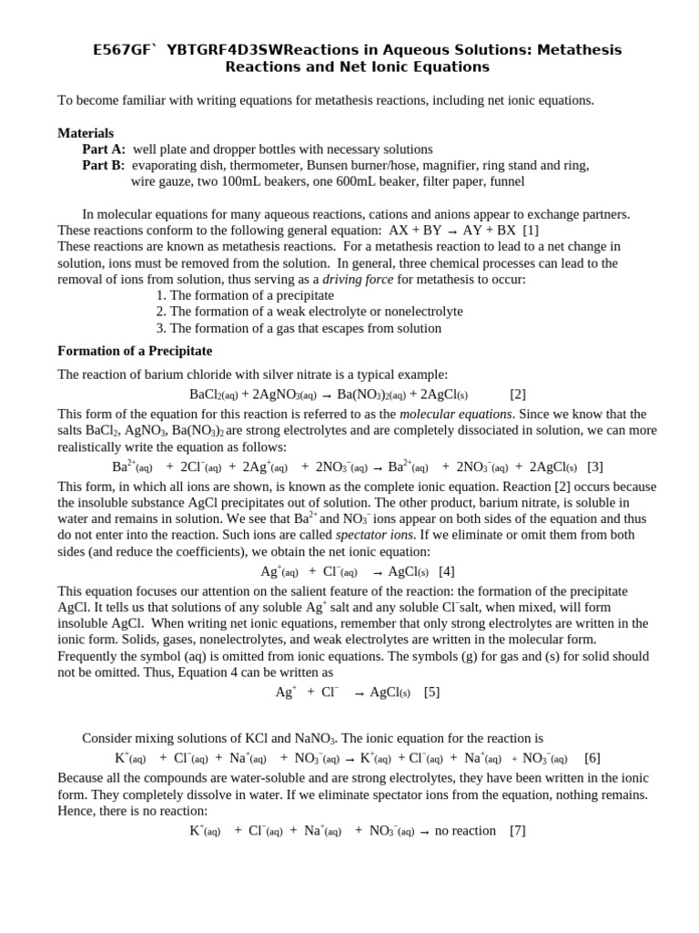 Reactions in Aqueous Solutions | PDF | Salt (Chemistry) | Solubility