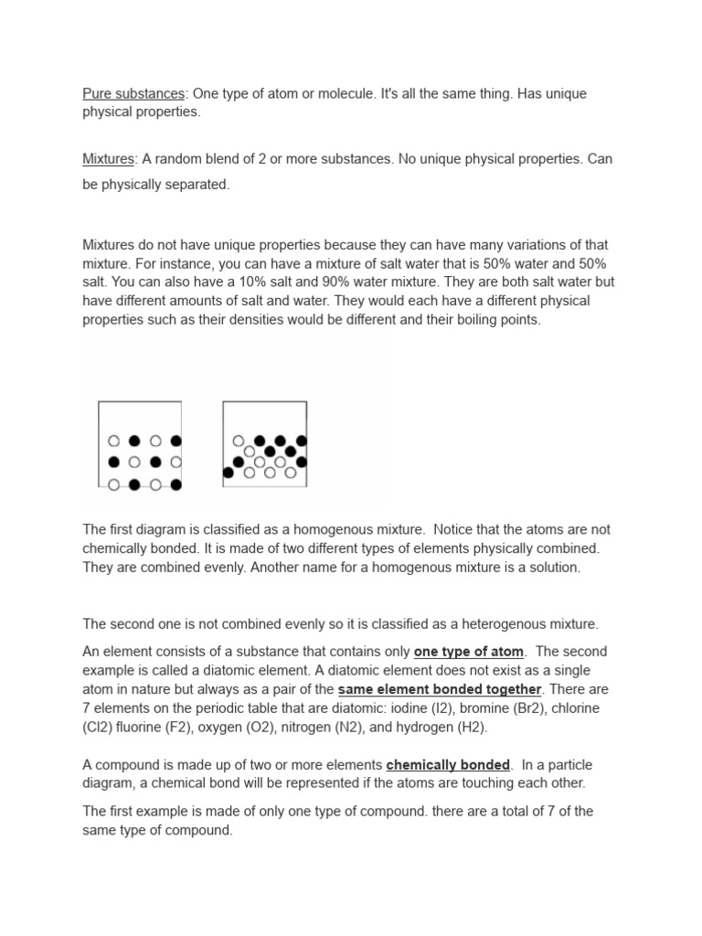 Chemistry Basics: Pure vs. Mixed Substances | PDF | Mixture | Chemical ...