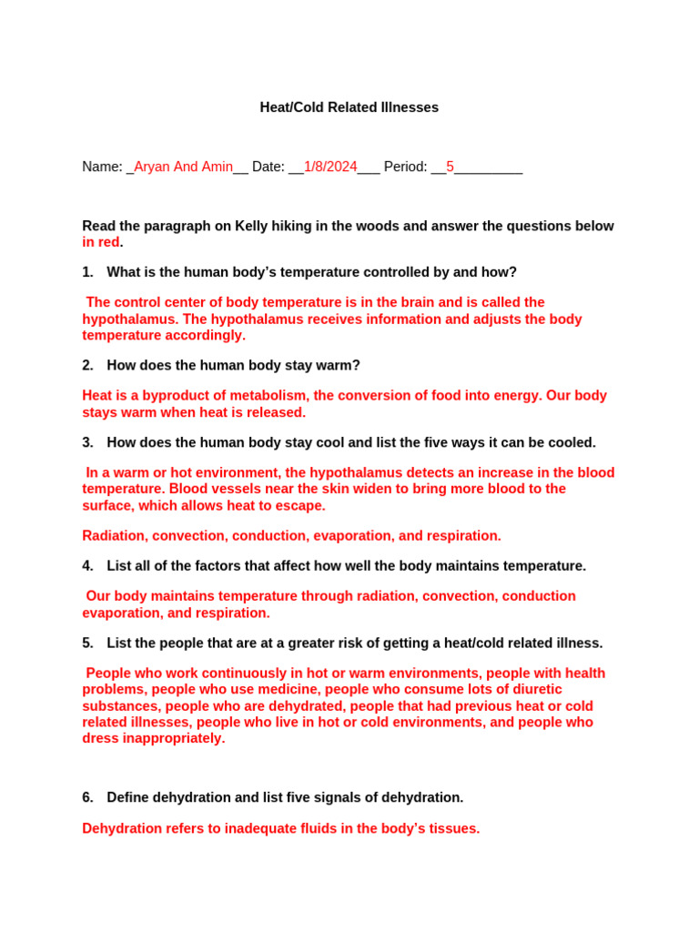 Heat - Cold Related Illnesses | PDF | Hypothermia | Hyperthermia