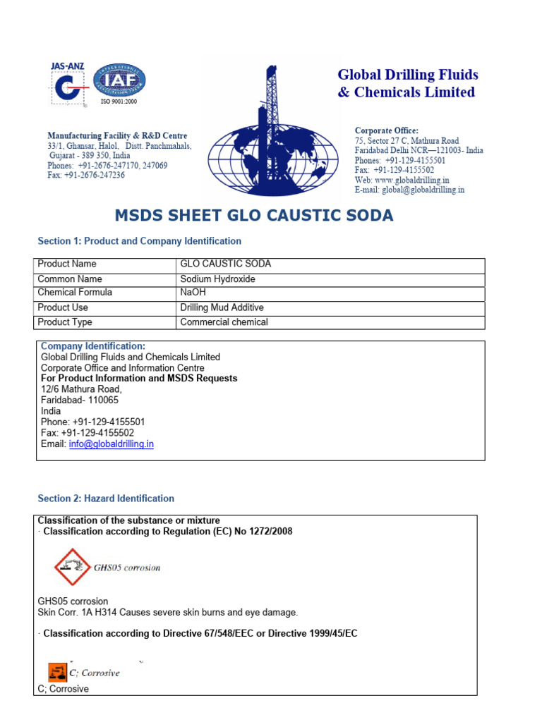 MSDS- CAUSTIC SODA | PDF | Sodium Hydroxide | Acid