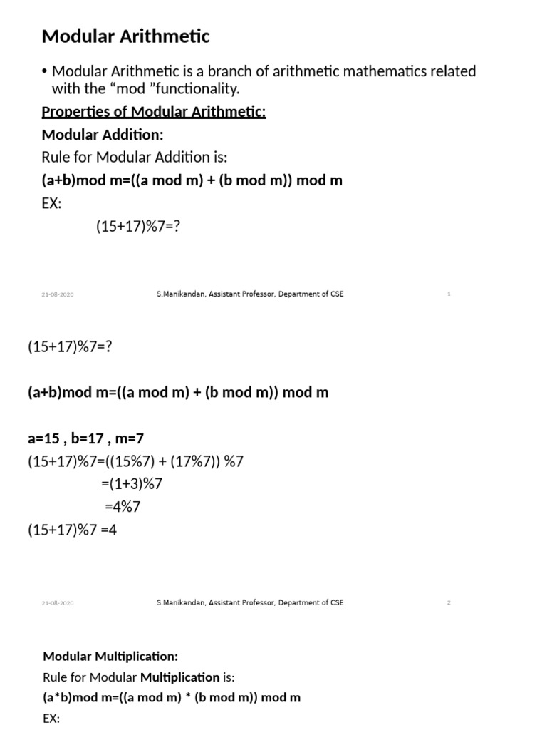 1,2,3 Arithmetic Modulo | PDF | Algebra | Ring Theory