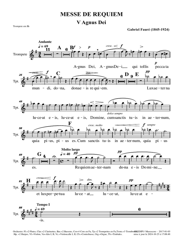 Requiem Op.48 V Agnus Dei - Gabriel Faur-Trompete em BB | PDF