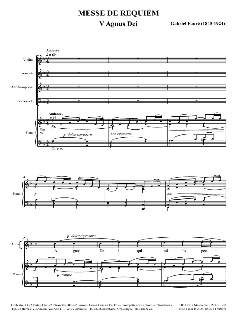 Requiem Op.48 V Agnus Dei - Gabriel Faur | PDF | Public Domain Music | Compositions