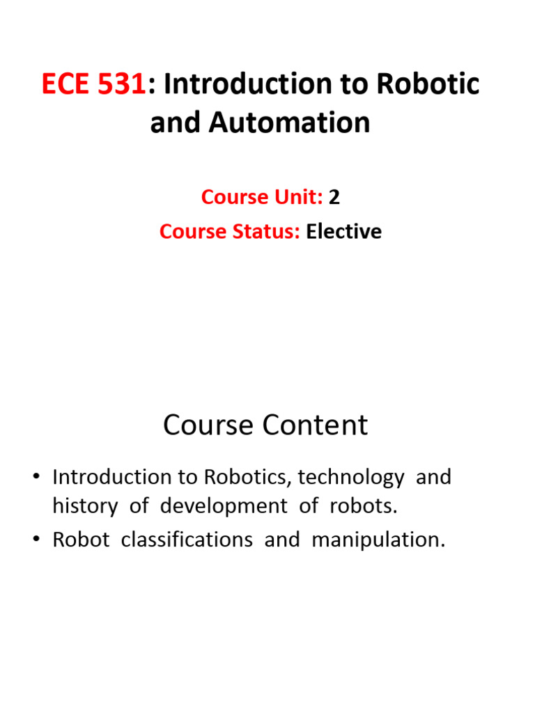 Robotics & Automation Basics | PDF | Artificial Intelligence ...