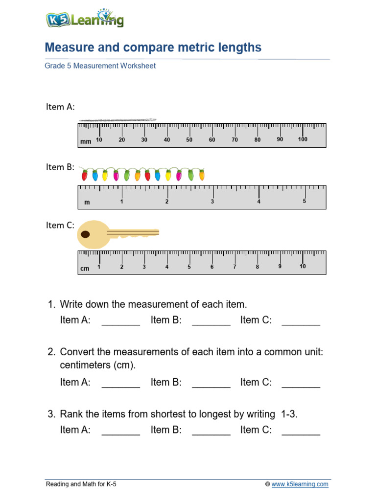 Grade 5 Measure Compare Lengths B | PDF