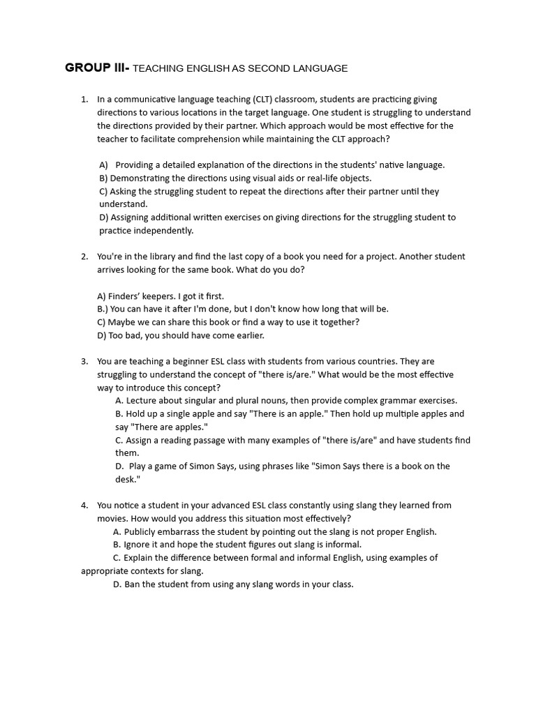 Questionare in English | PDF | English As A Second Or Foreign Language ...