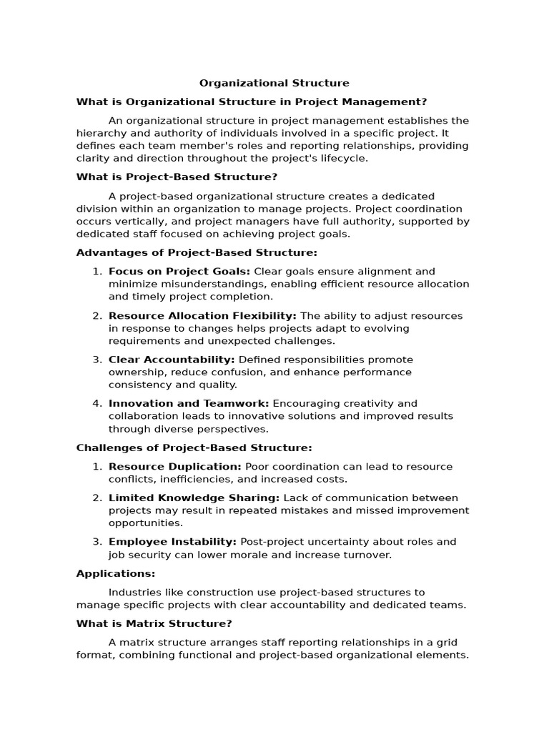 Project-Based and Matrix Structure | PDF | Organizational Structure | Project Management