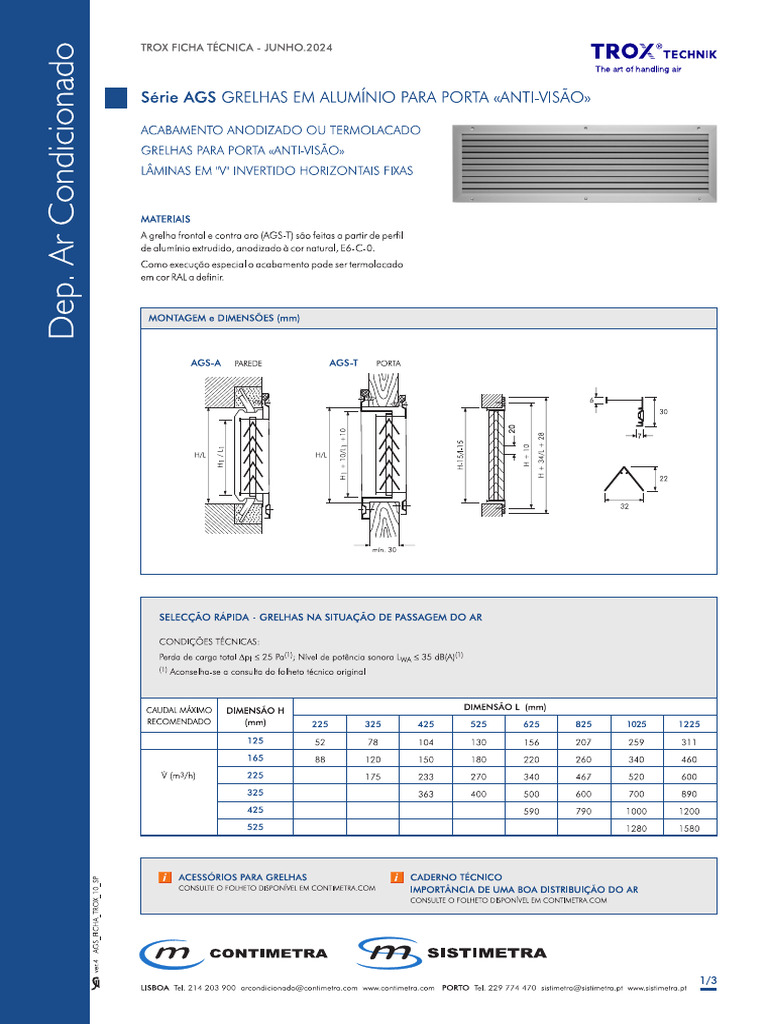 Ags-T - Ficha - Trox - SP (Grelhas para Porta) | PDF