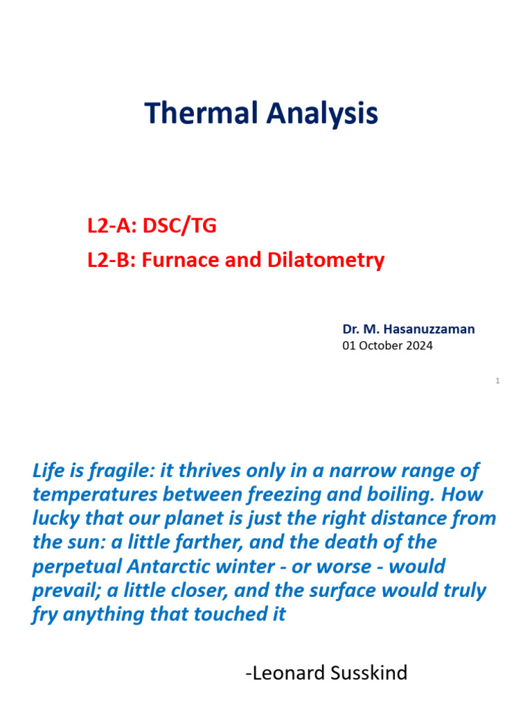 L-2A_Thermal analysis | PDF | Differential Scanning Calorimetry ...