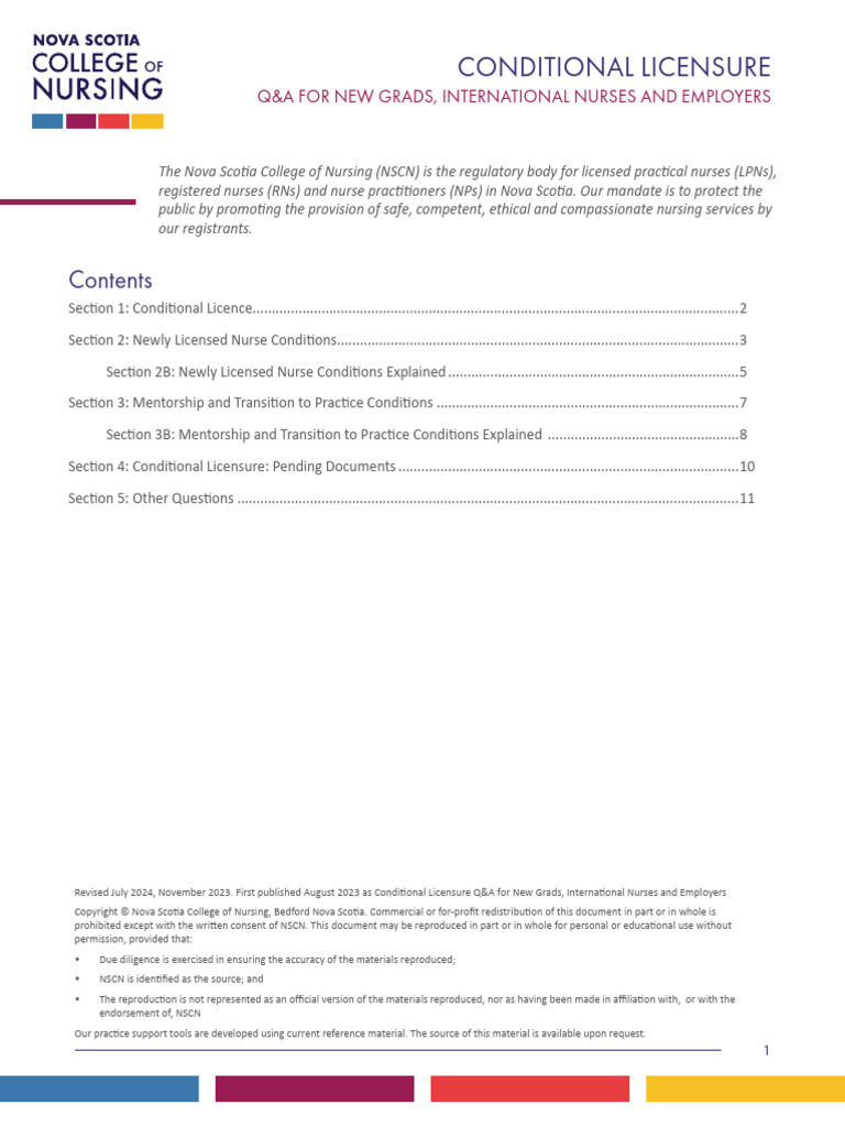 Conditional Licensure QA | PDF | Nursing | Mentorship