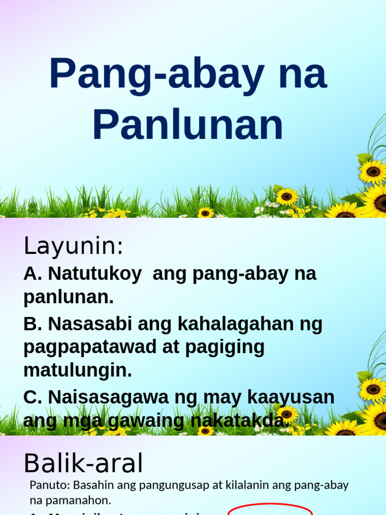 Pang-Abay Na Panlunan | PDF